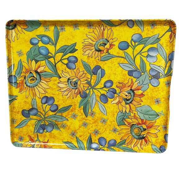 Mebel | Dining | Mebel Tray Dish Plate Yellow Sunflowers Blueberrys ...